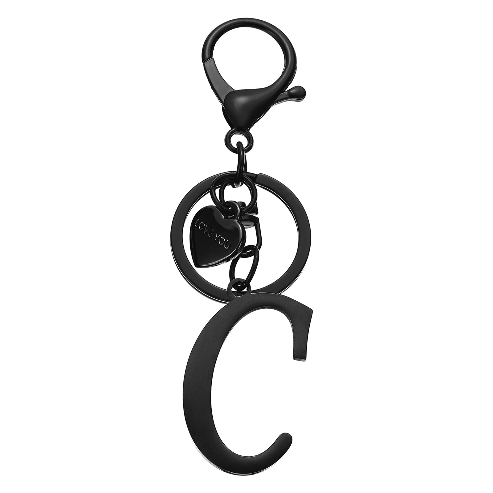 UxcellInitial Letter C Keychain, Stainless Steel Heart Alphabet Key ...