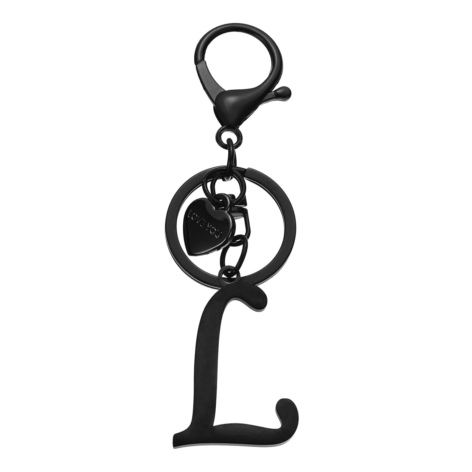 UxcellInitial Letter L Keychain, Stainless Steel Heart Alphabet Key ...