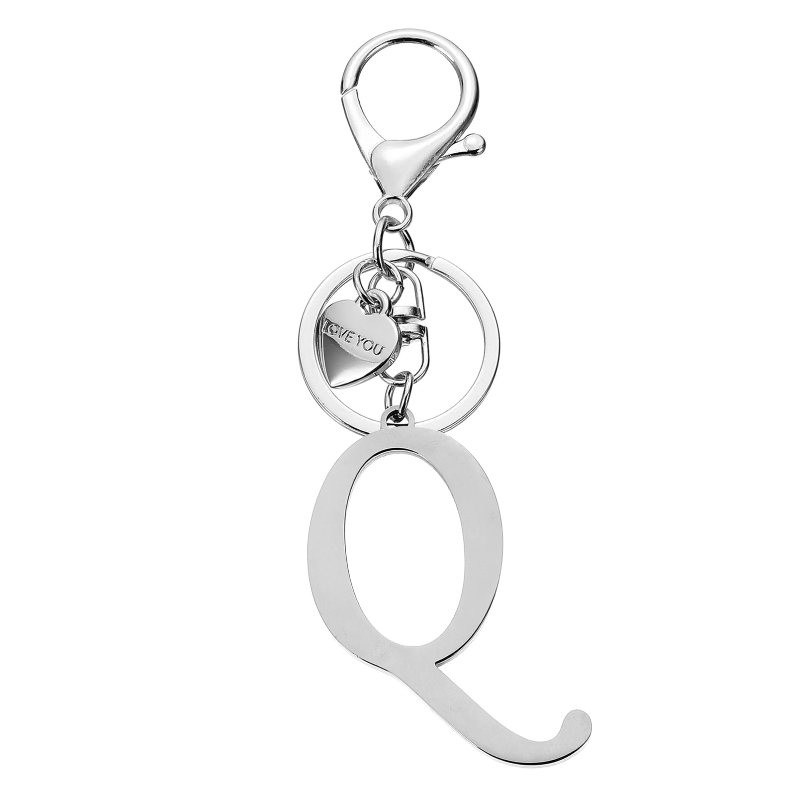 UxcellInitial Letter Q Keychain, Stainless Steel Heart Alphabet Key ...
