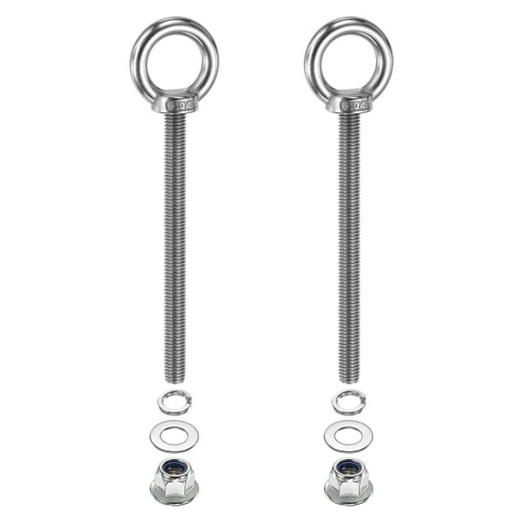 UxcellM10 x 120mm Shoulder Eye Bolt, 2 Pcs 302 Stainless Steel Lifting ...