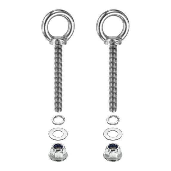 UxcellM10 x 80mm Shoulder Eye Bolt, 2 Pcs 302 Stainless Steel Lifting ...