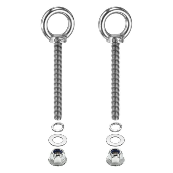 UxcellM10 x 90mm Shoulder Eye Bolt, 2 Pcs 302 Stainless Steel Lifting ...