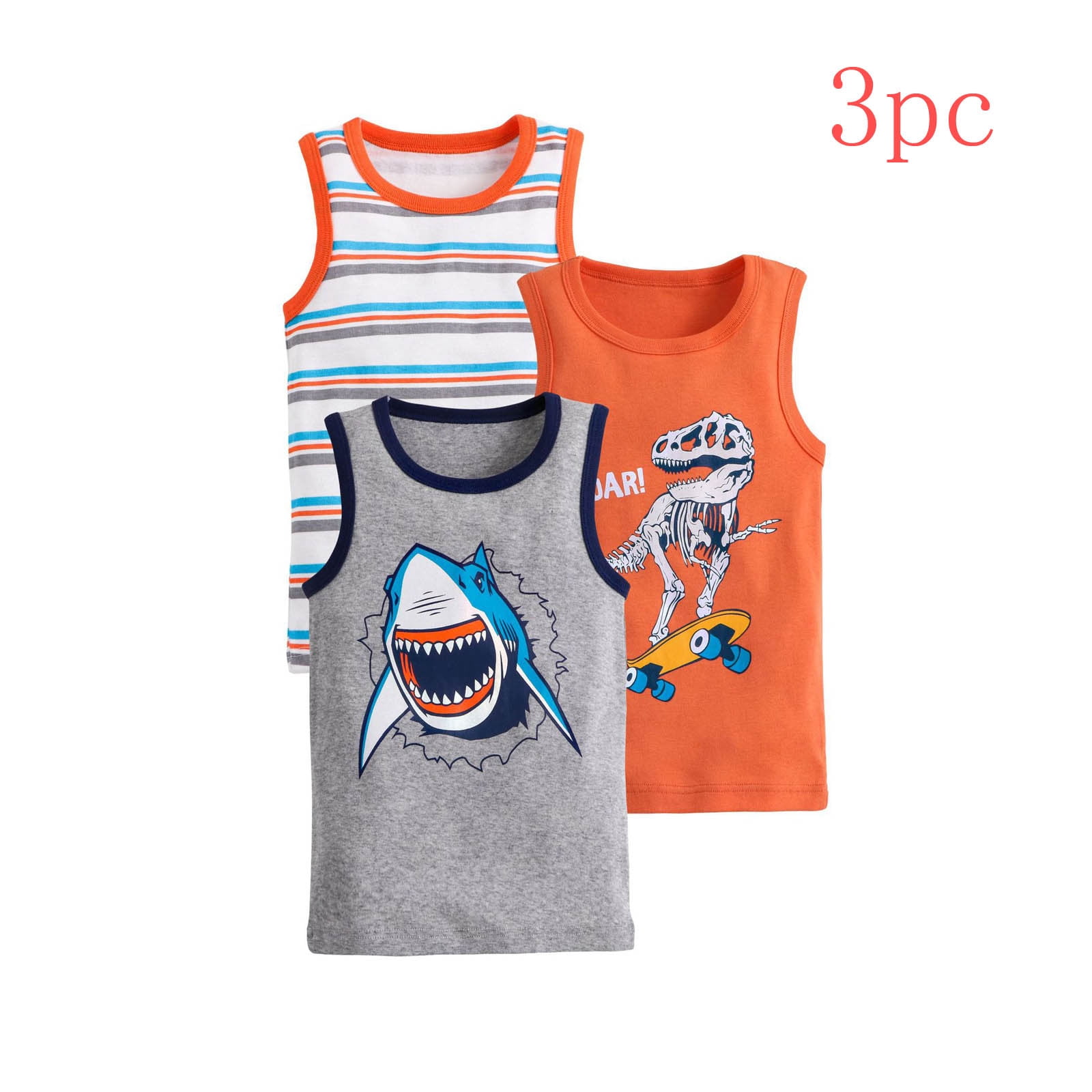 Uxgjfwu 3 Pack Toddler Tank Tops Sleeveless Graphic T-Shirt Round Neck ...