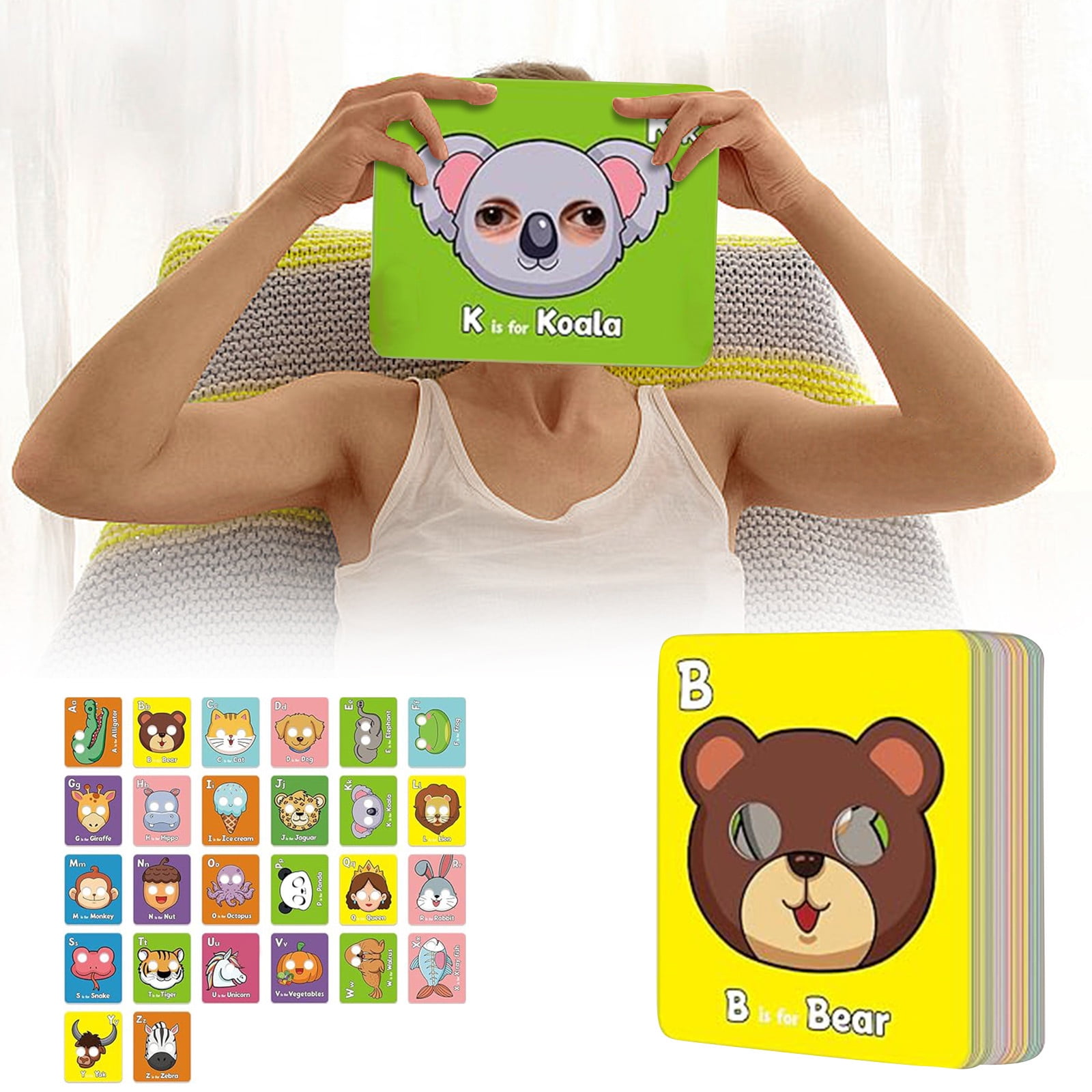 Uxgjfwu ABC Animal Flash Cards Alphabet Learning Set for PreSch-oolers ...