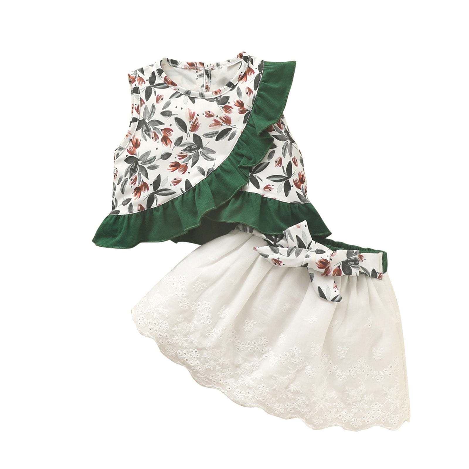 Uxgjfwu Girls Outfit Ruffly Tops Tutu Skirt Suit Gauze Skirt Set Vest ...