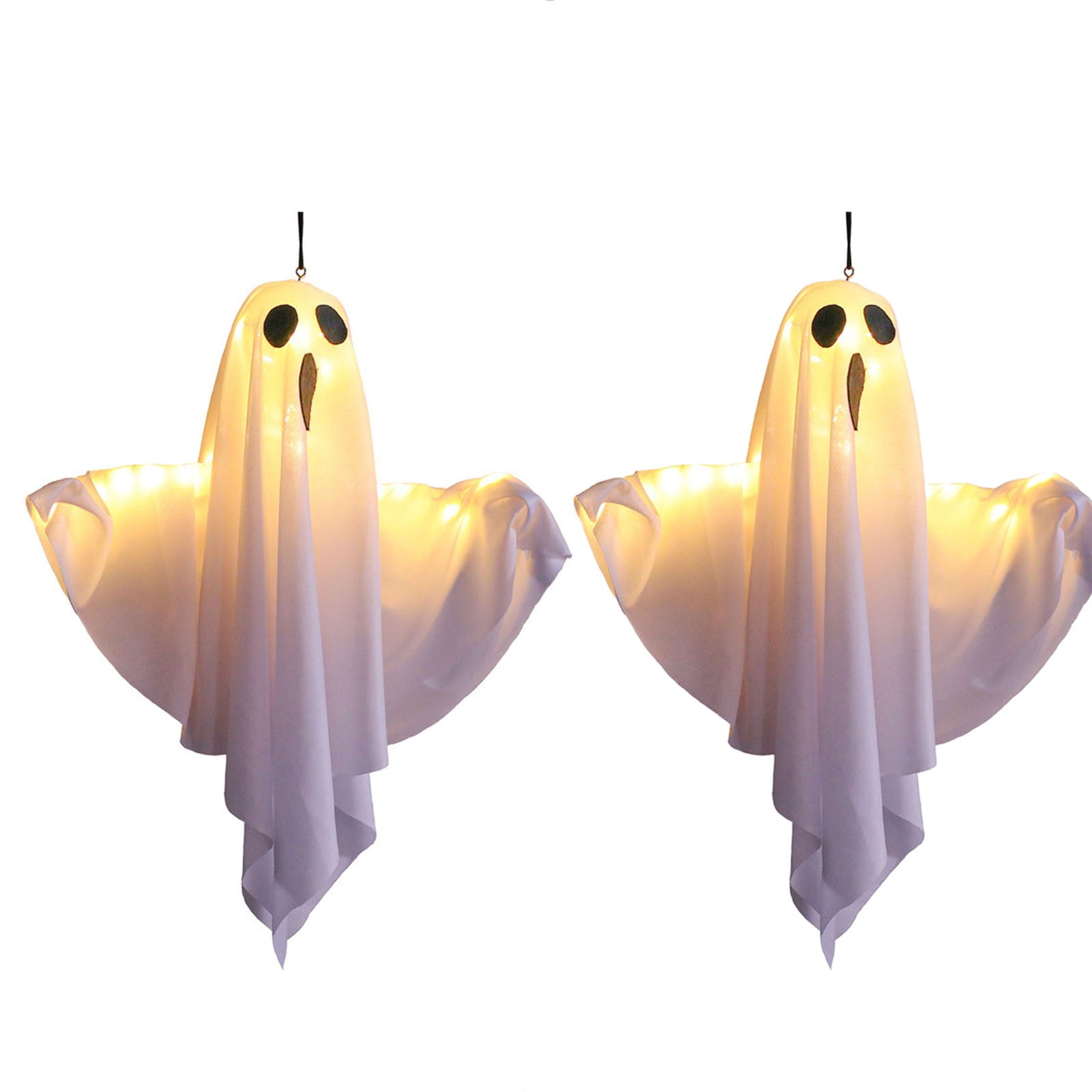 Uxgjfwu Glowing Ghost Hanging Decor 2 Pack, Halloween Light Up Bendable ...
