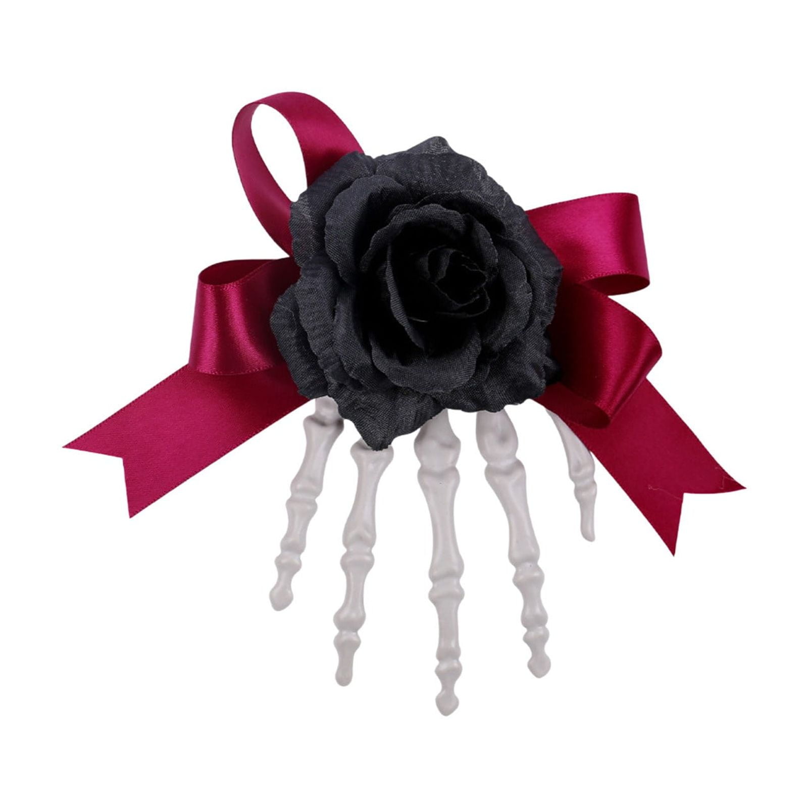 Uxgjfwu Skeleton Hair Clip Bone Hand Rose Bow Accessory - Gothic ...