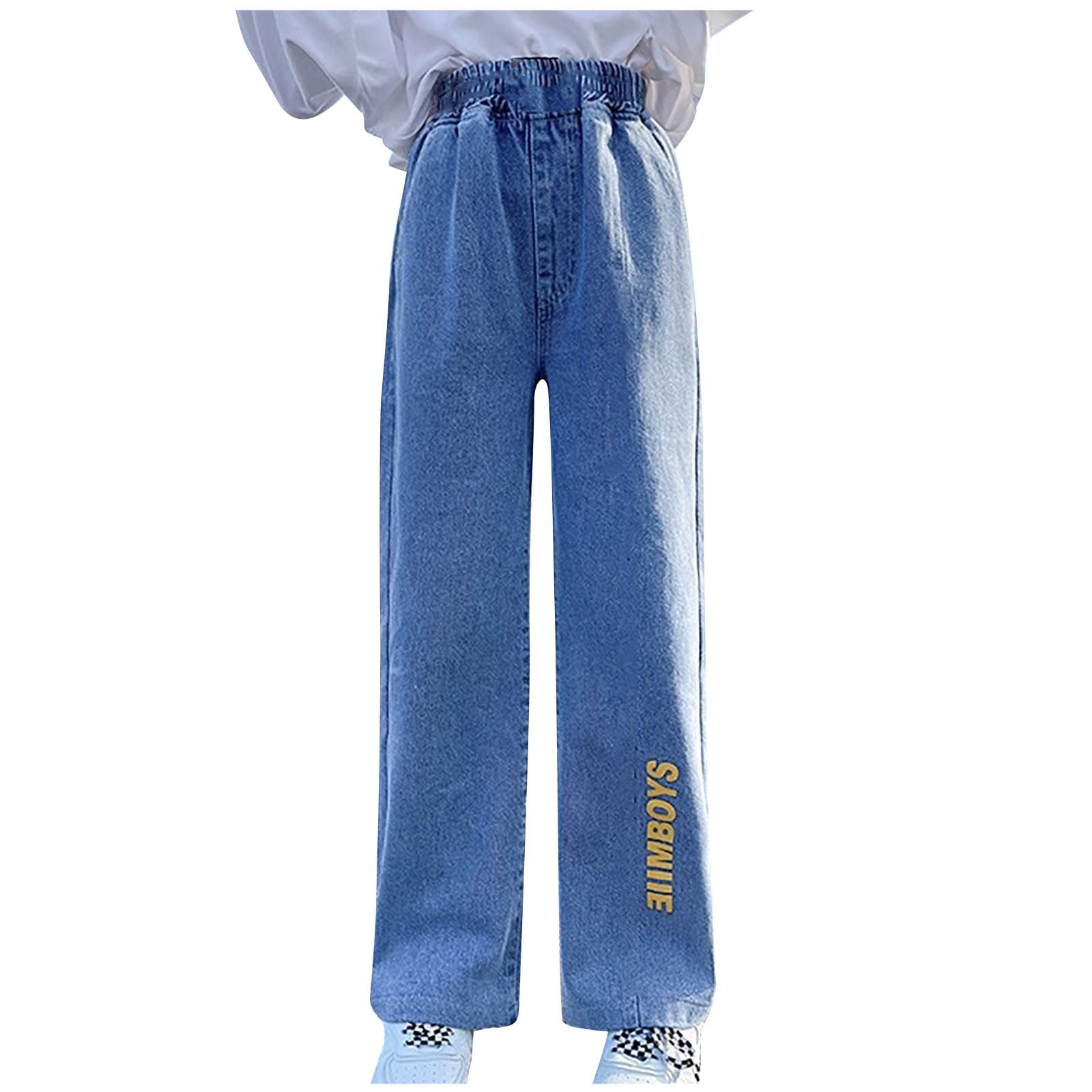 Uxgjfwu Teen Girls Jeans Loose Jeans Straight Leg Jeans Big Girls Basic ...