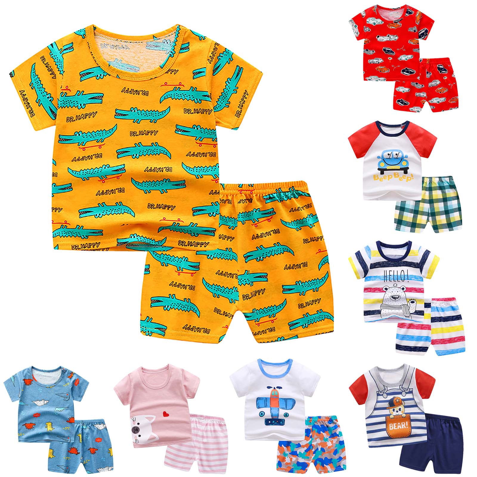Uxgjfwu Toddler Boy Summer Outfits Print Pattern Short Sleeve T-Shirt ...
