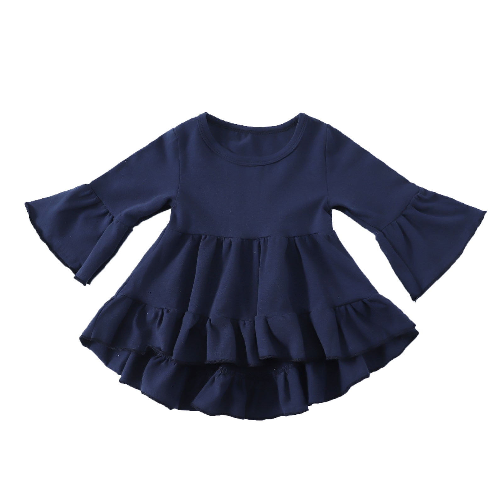 Uxgjfwu Toddler Girls Dress Shirts Cute Solid Color Ruffles Tops ...