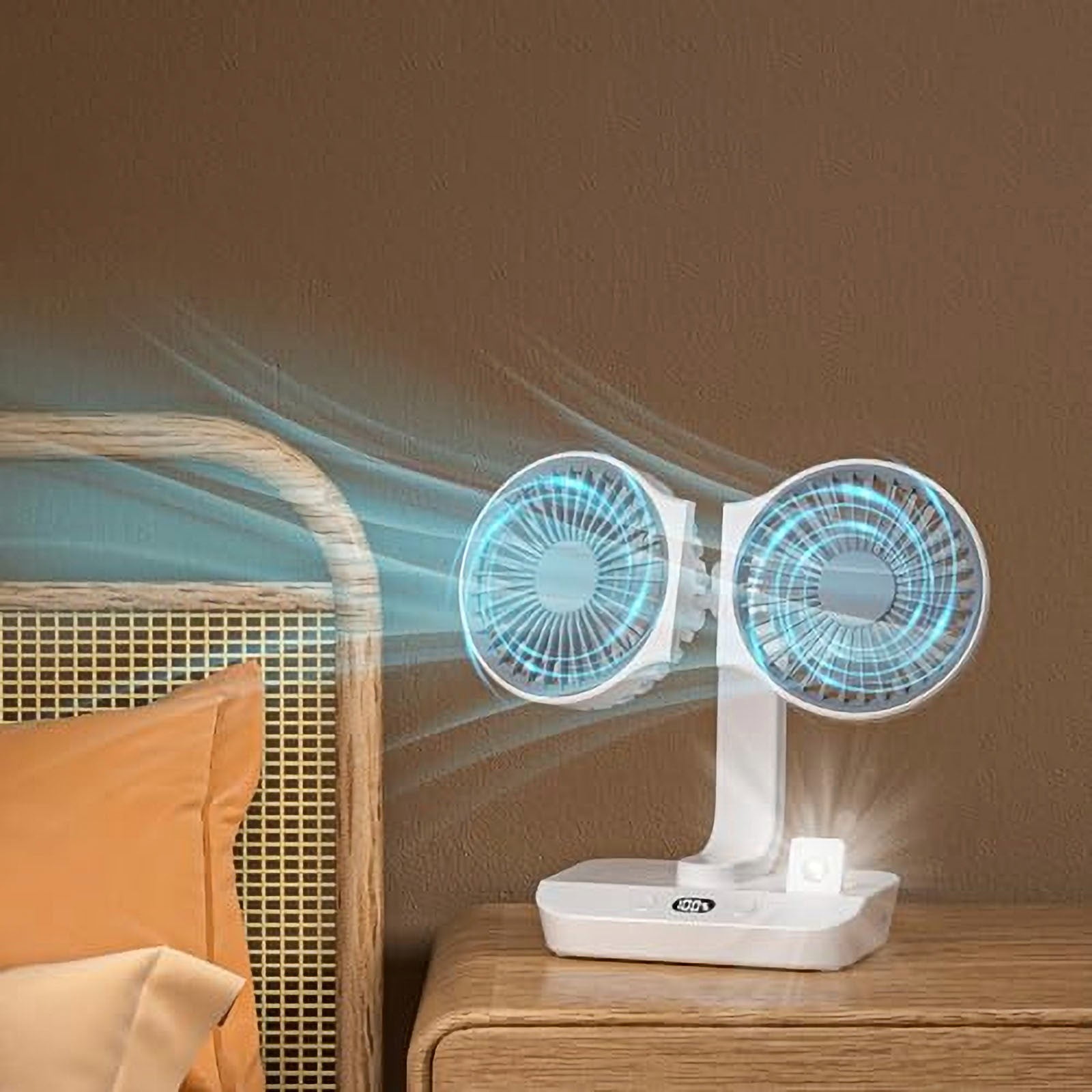 Uxgjfwu USB Mini Desktop Fan with Shaking Head, Dual Head Rechargeable ...