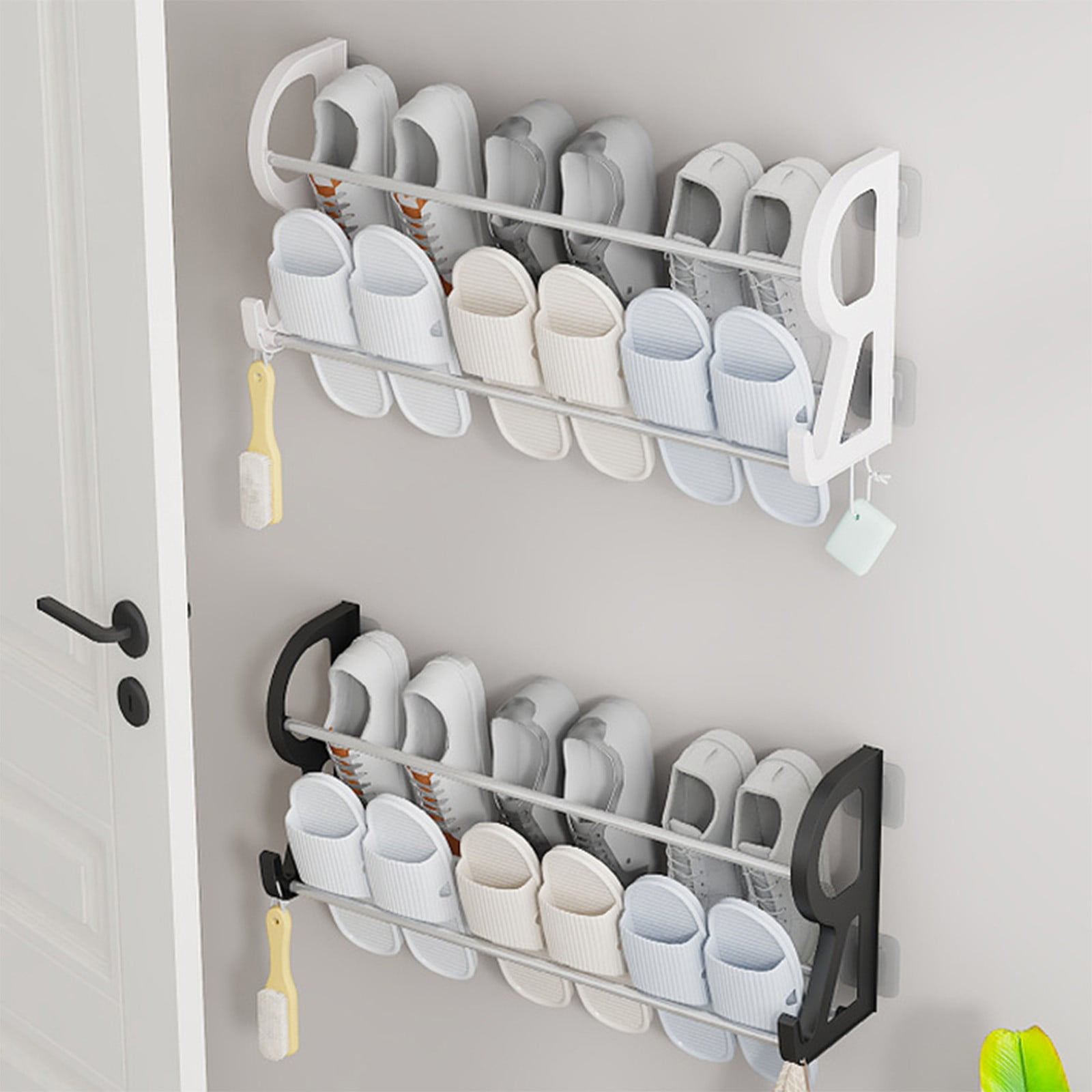 Uxgjfwu Wall Mounted Slipper Rack Organizer, Bathroom Door Shoe Storage ...