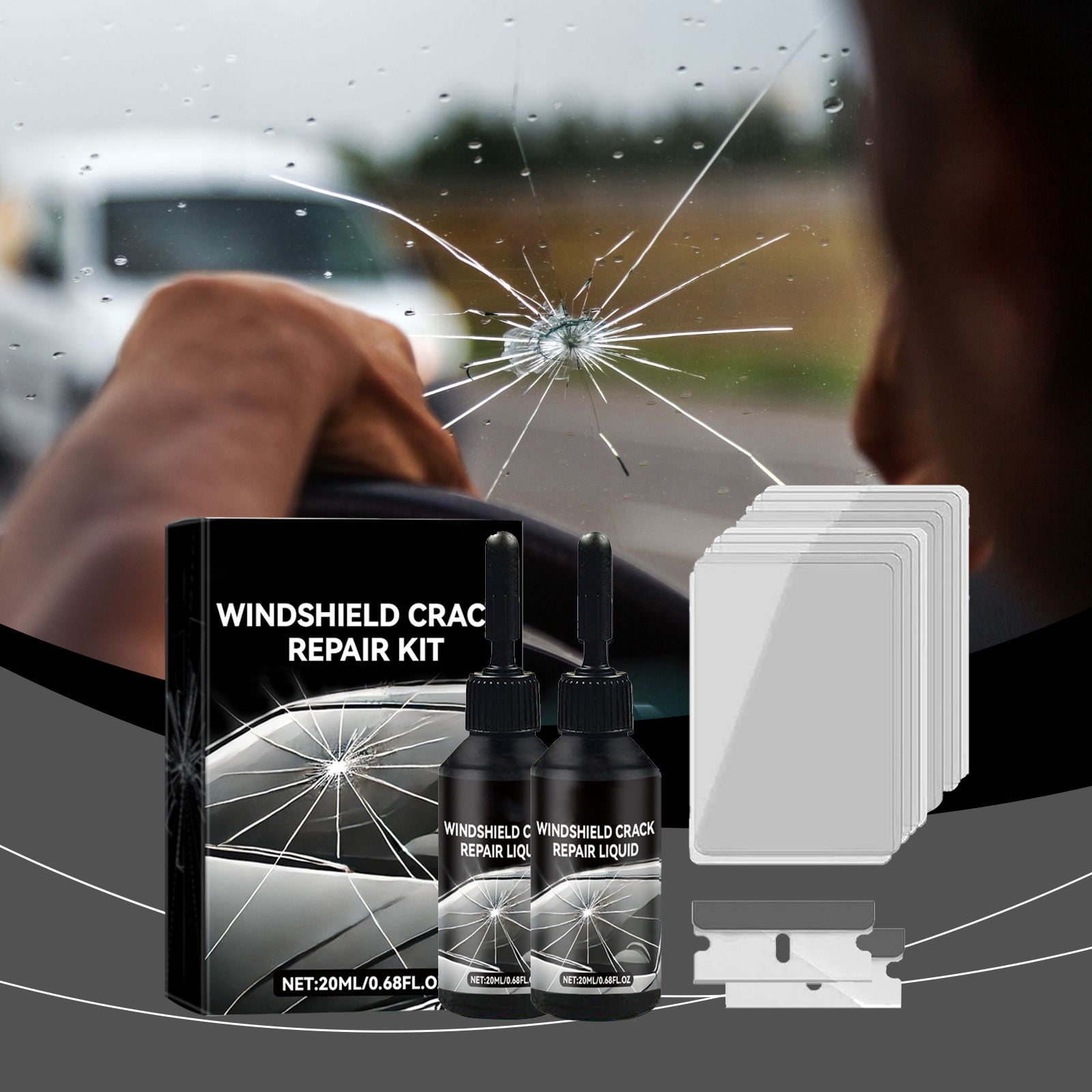 Uxgjfwu Windshield Repair Kit 40ml Auto Glass Crack Resin Fluid for ...