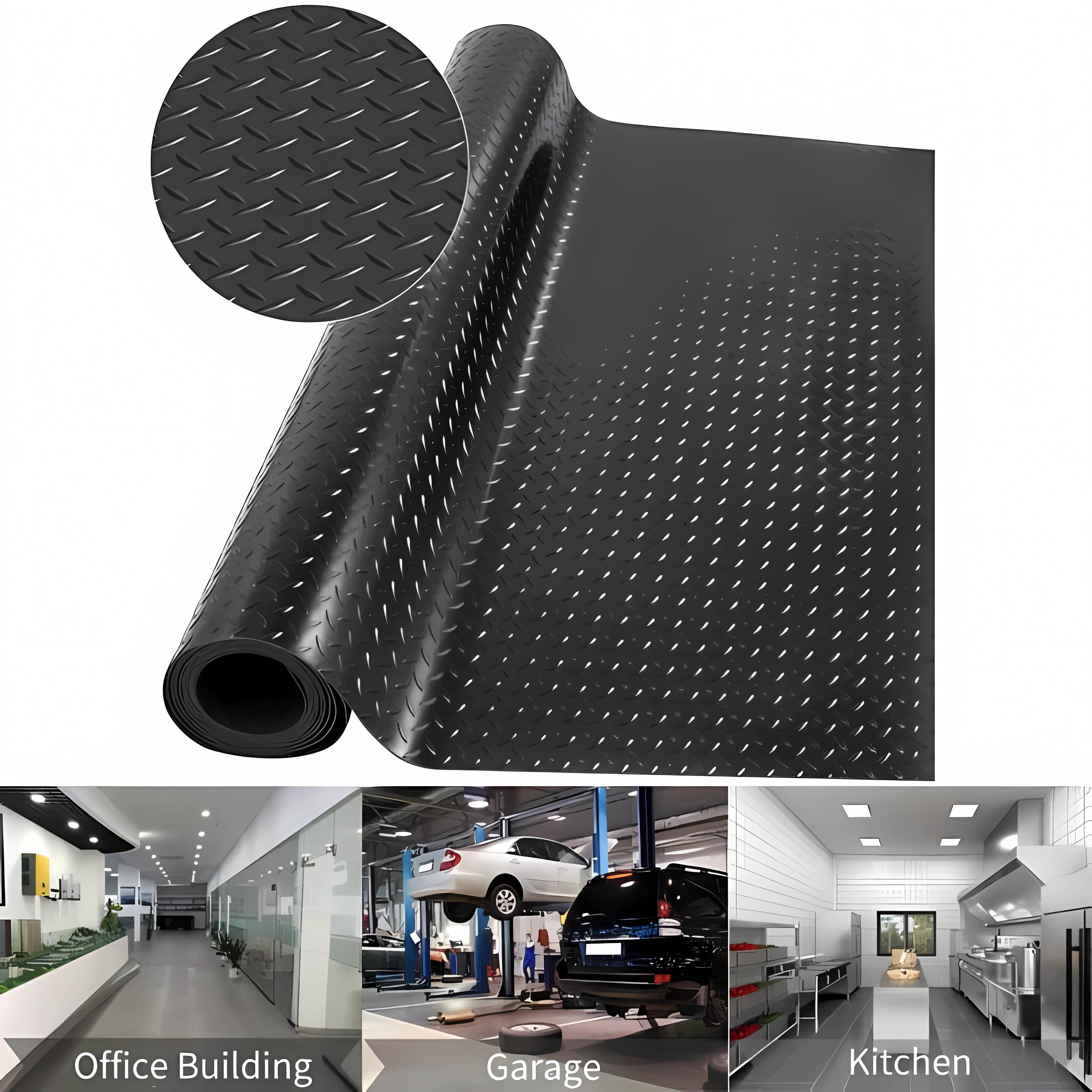 Rubber-Cal "Recycled Flooring" 3/8 in. x 4 ft. x 5 ft. - Black Rubber ...