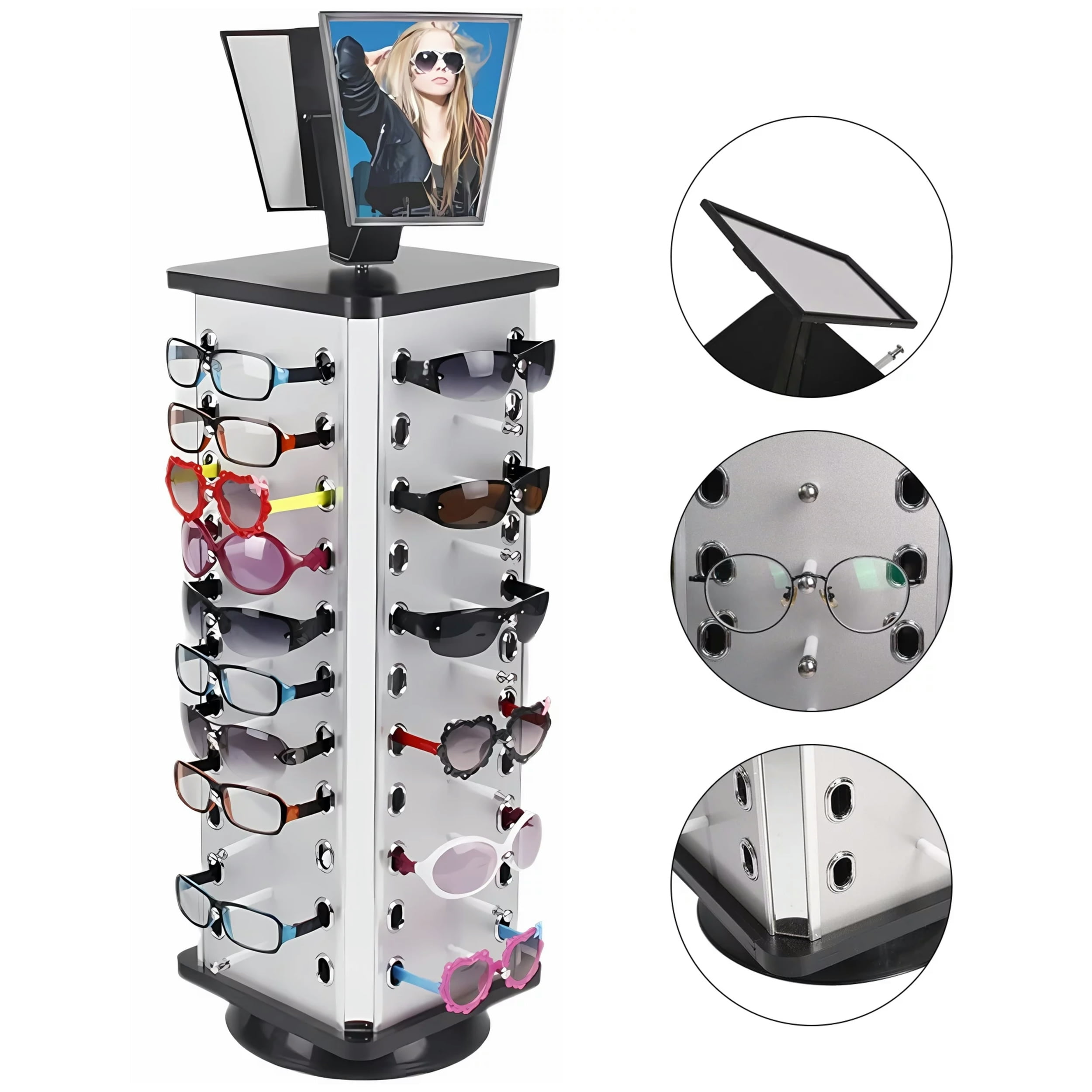 Uyoyous 360° Rotating Sunglass Display Stand Rack, 44 Pairs Square ...