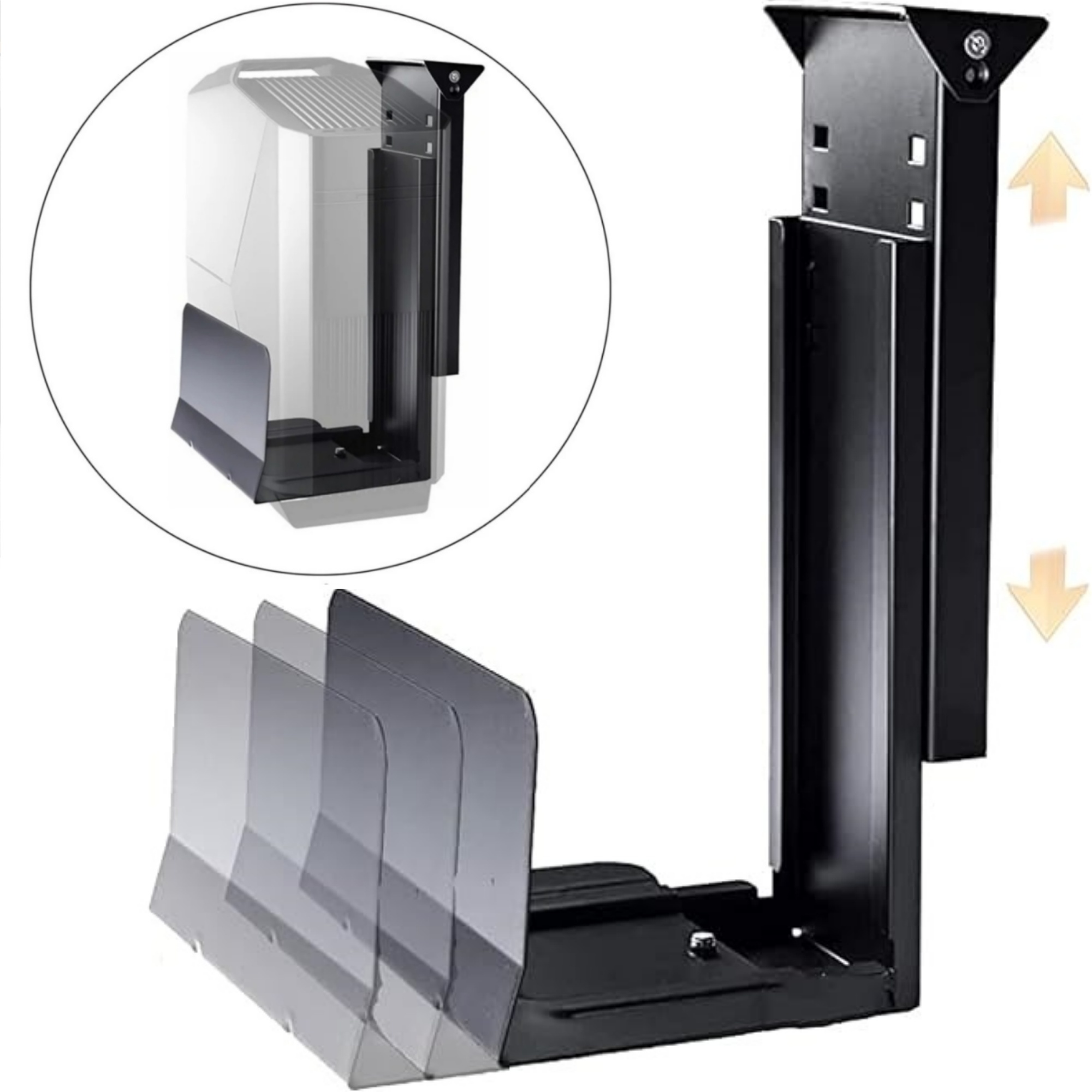 Monoprice Computer Case CPU Tower Holder, Adjustable Under Desk Mount ...