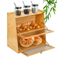 Bread Box Bin with Roll Lid Farmhouse for Baked Goods Countertop ...