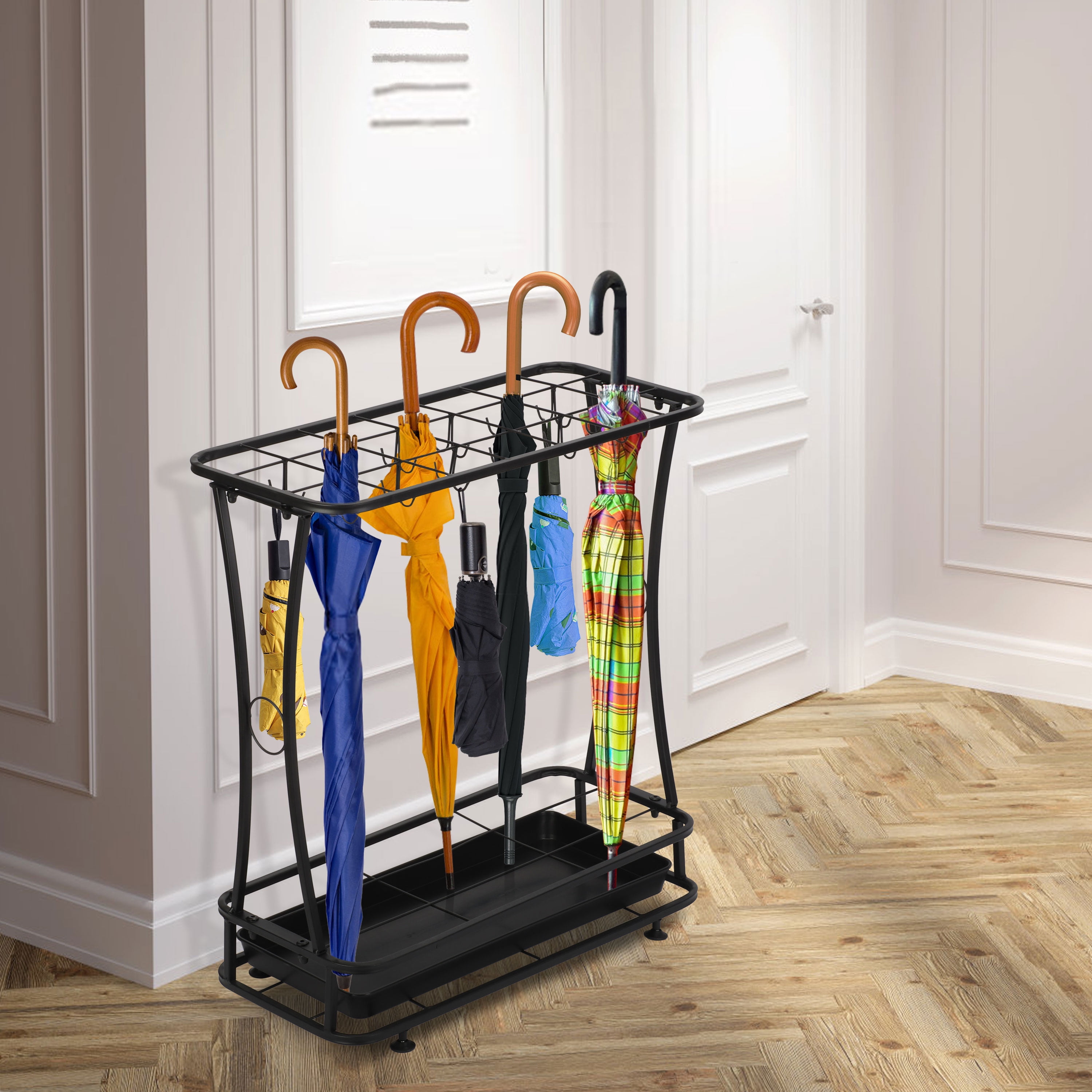 IAJXWI Metal Umbrella Rack Stand, Umbrella Holder w/ Removable Drip ...