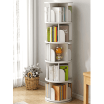 IAJXWI Spinning Wooden Book Stand, Eco-friendly 360° Rotating Bookshelf ...