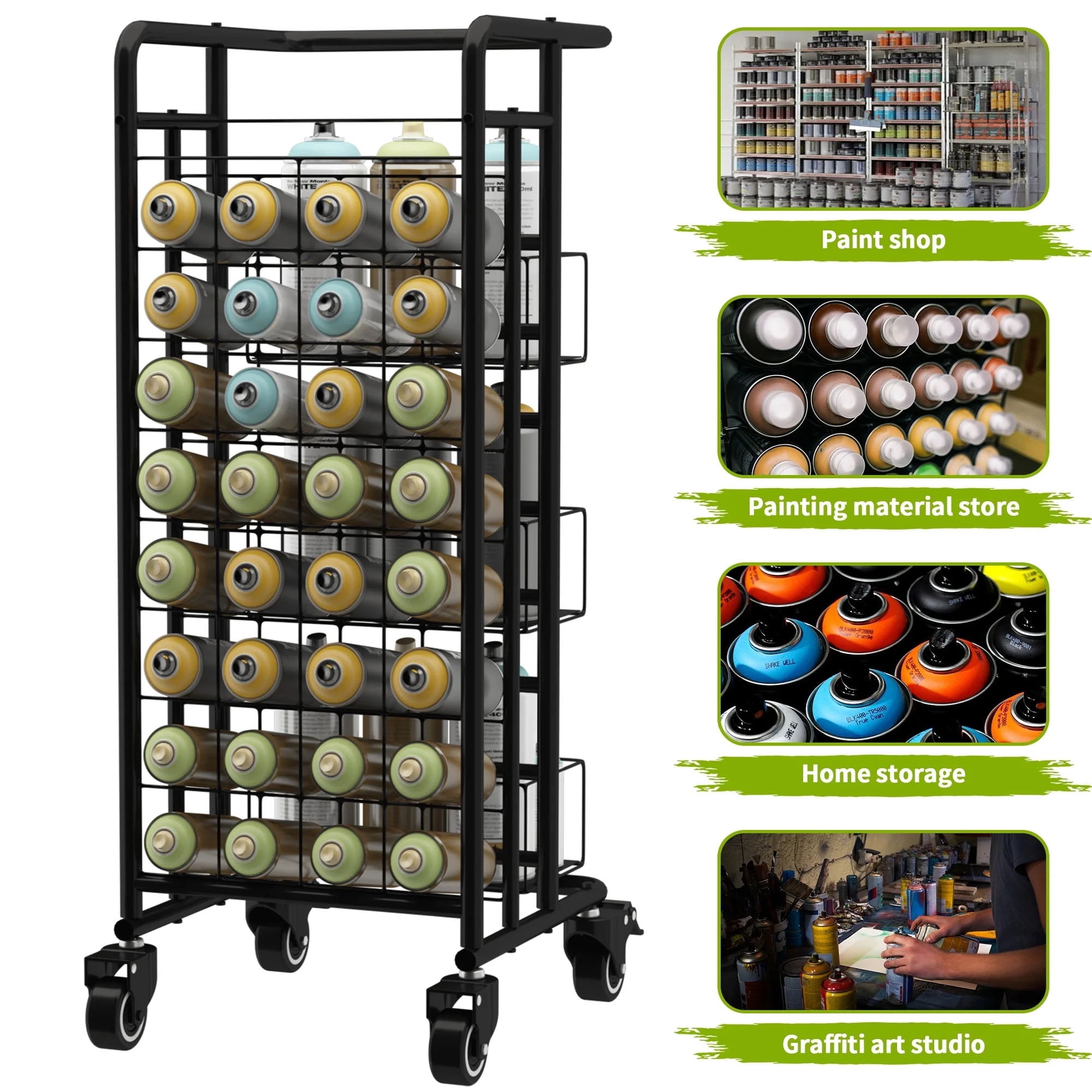 IAJXWI 8 Tier 32 Can Spray Paint Holder Lube Can Organizer Cart Storage ...