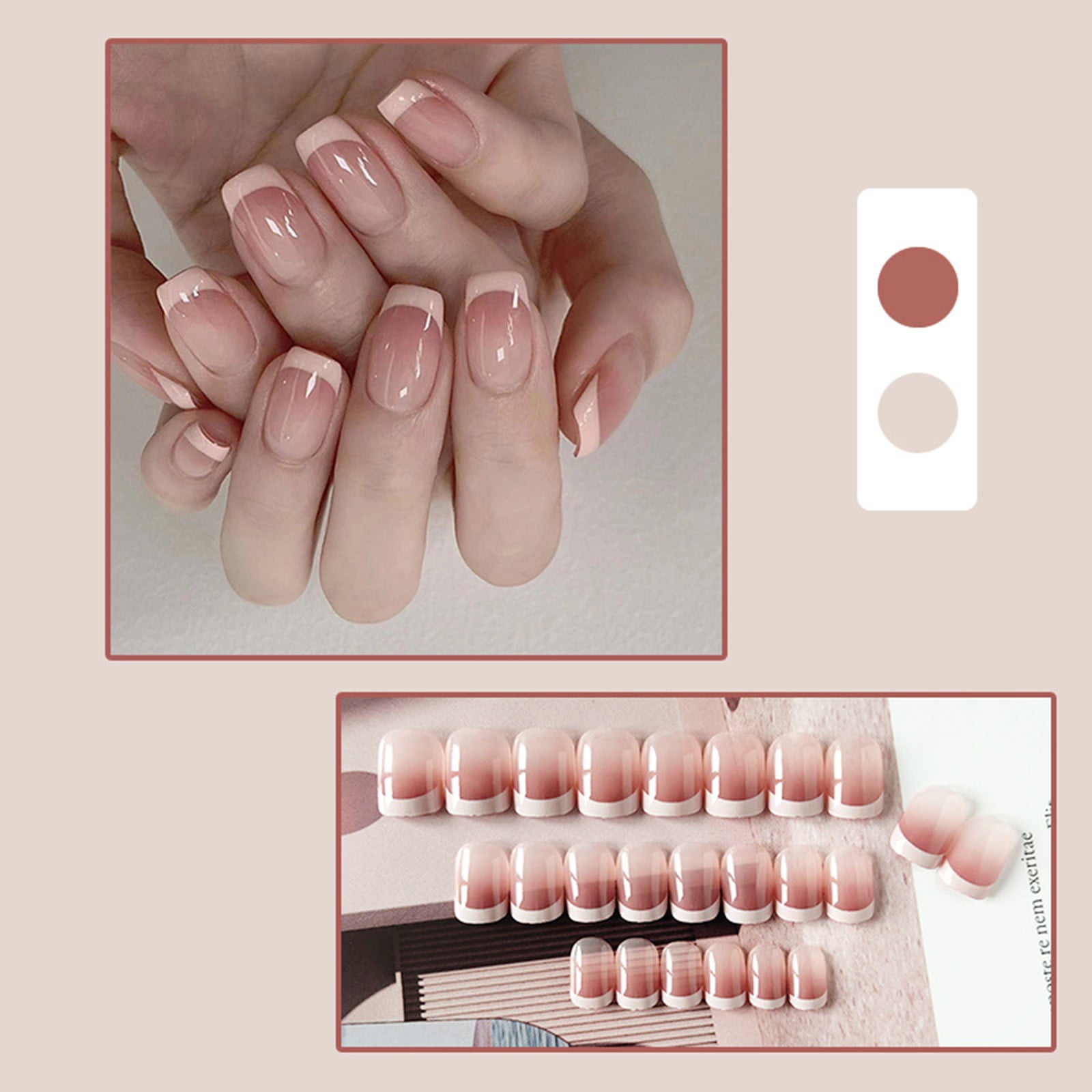 Uytogofe Peach French Gradient Girl Spring And Summer Wear Nail Nail ...