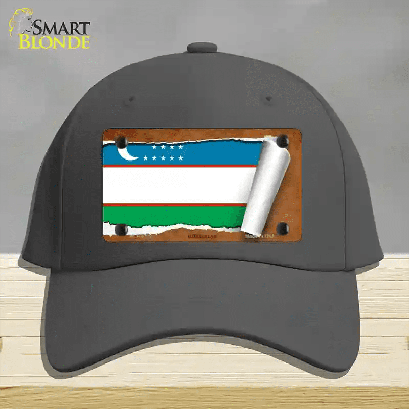 Uzbekistan Flag Scroll Novelty License Plate Hat Cotton Charcoal ...
