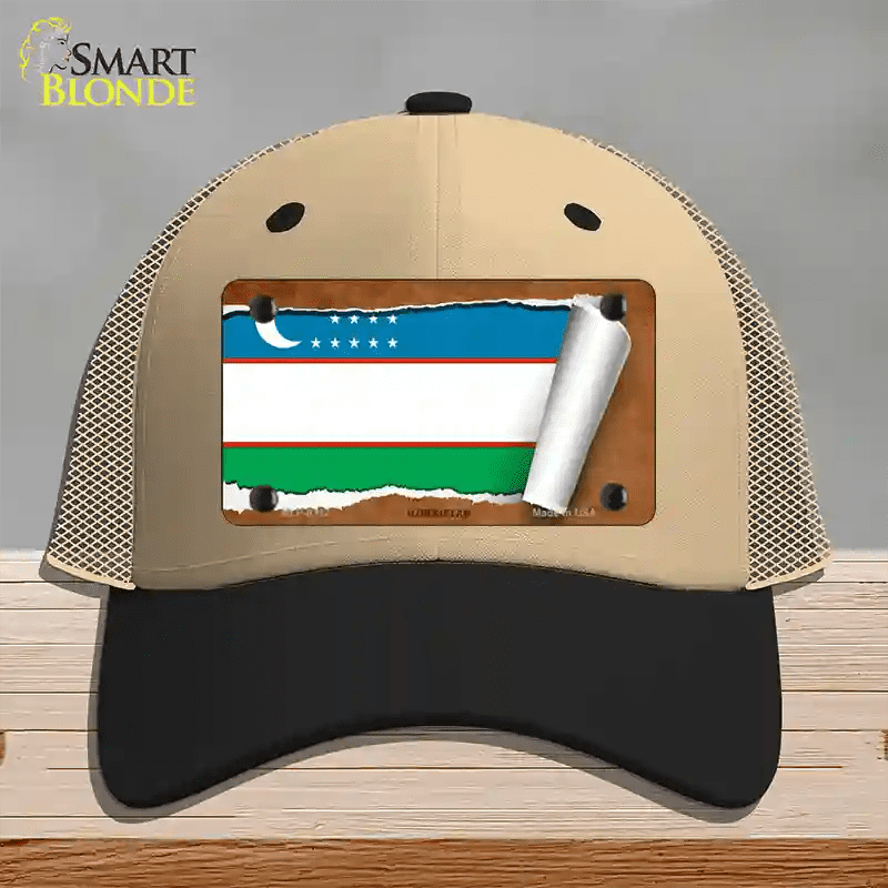 Uzbekistan Flag Scroll Novelty License Plate Hat Mesh Khaki|Black ...