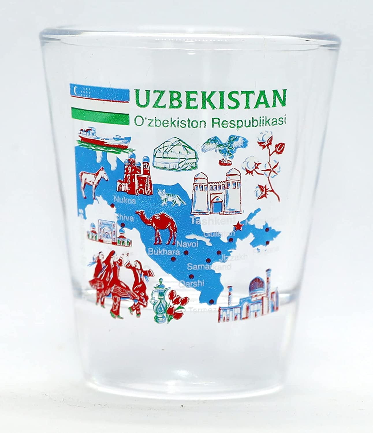 Uzbekistan Landmarks and Icons Collage Shot Glass - Walmart.com