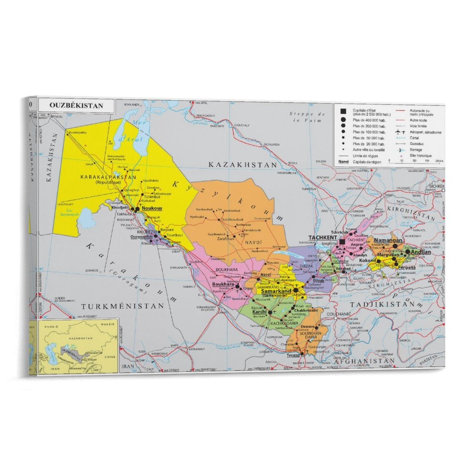 Uzbekistan Map Posters Posters Wall Art Painting Canvas Gift Living ...