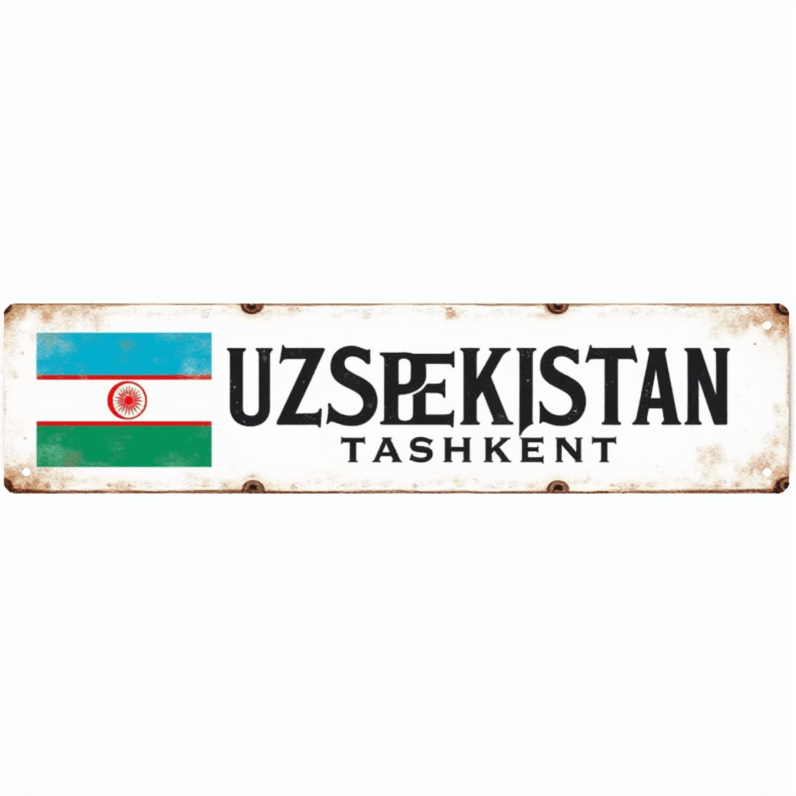 Uzbekistan Tashkent Tin Sign - 16x4 Inches Vintage Travel Decor for ...