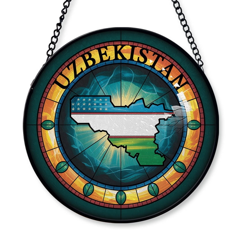 Uzbekistan Travel Decor Suncatcher Stained Glass Window Hanging, Gift ...