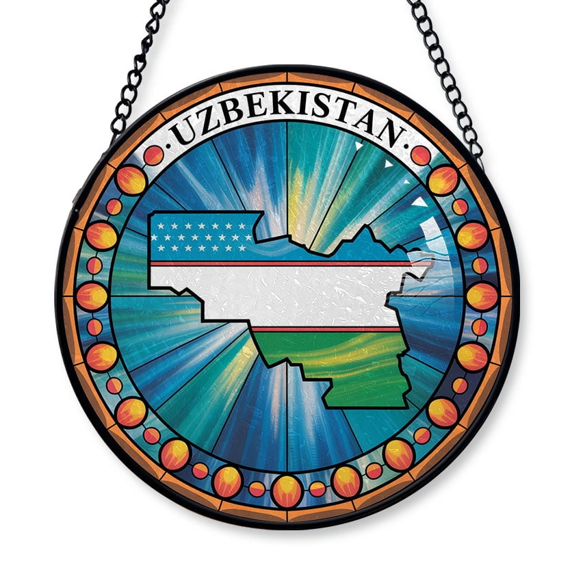 Uzbekistan Travel Decor Suncatcher Stained Glass Window Hanging, Gift ...