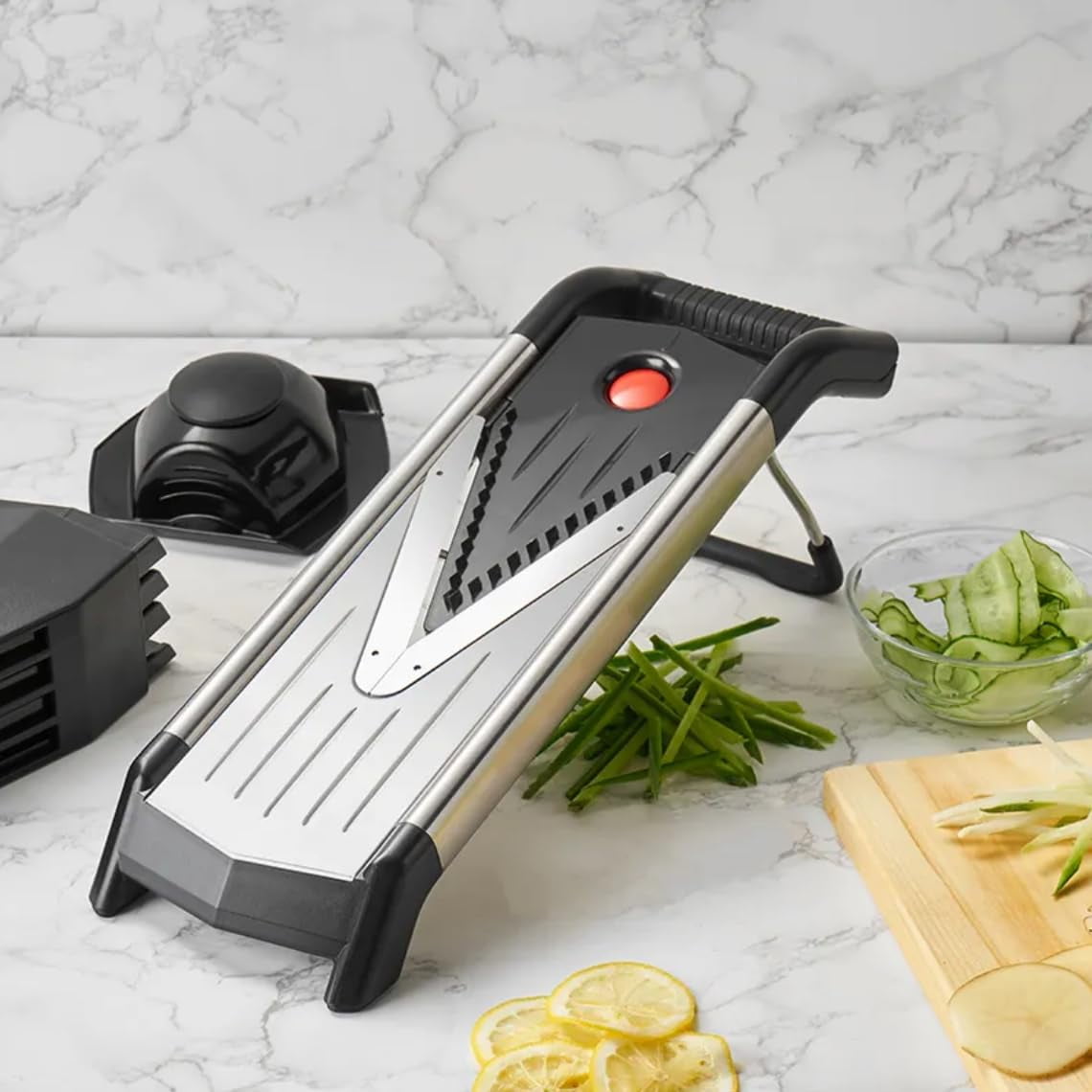 V-Blade Mandolin Slicer - Veggie Stainless Steel Sharp Blades V-Shape ...