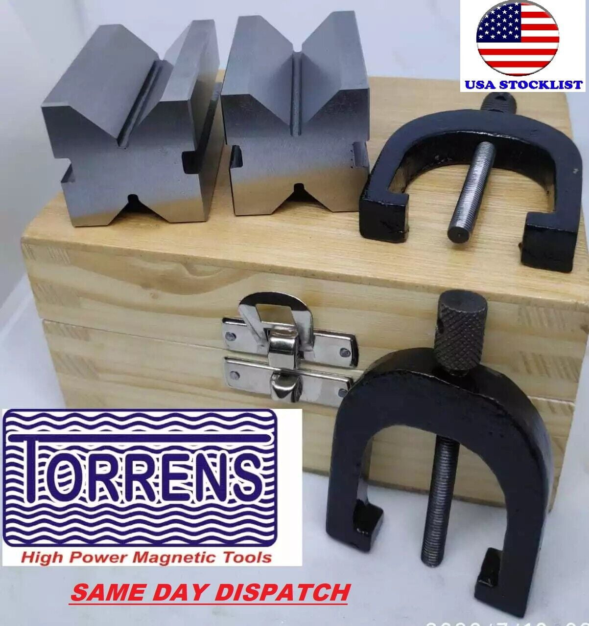 V-Block and Clamp Hardened Steel 90 Degree Angle 1 5/8" x 1-1/4" x 1-1/ ...