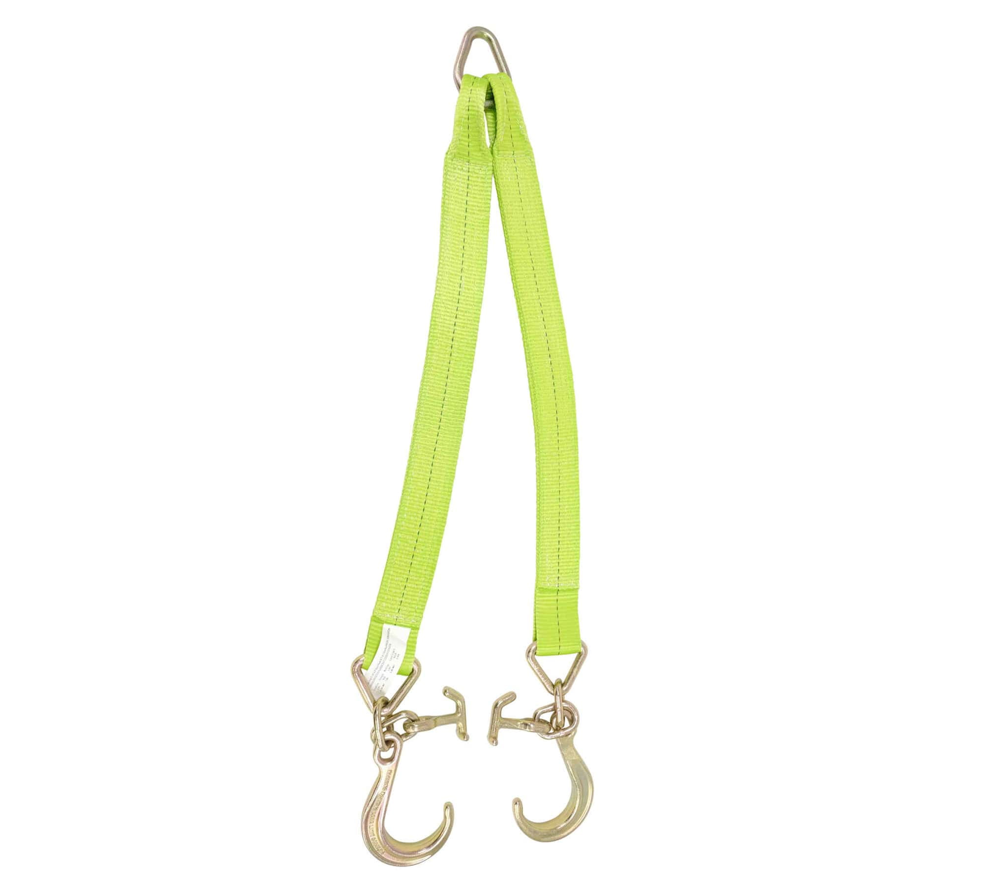 V Bridle Tow Strap 3" x 36" w/ 8" Mini J Hooks, T-J Hooks, Hi VIZ/High ...