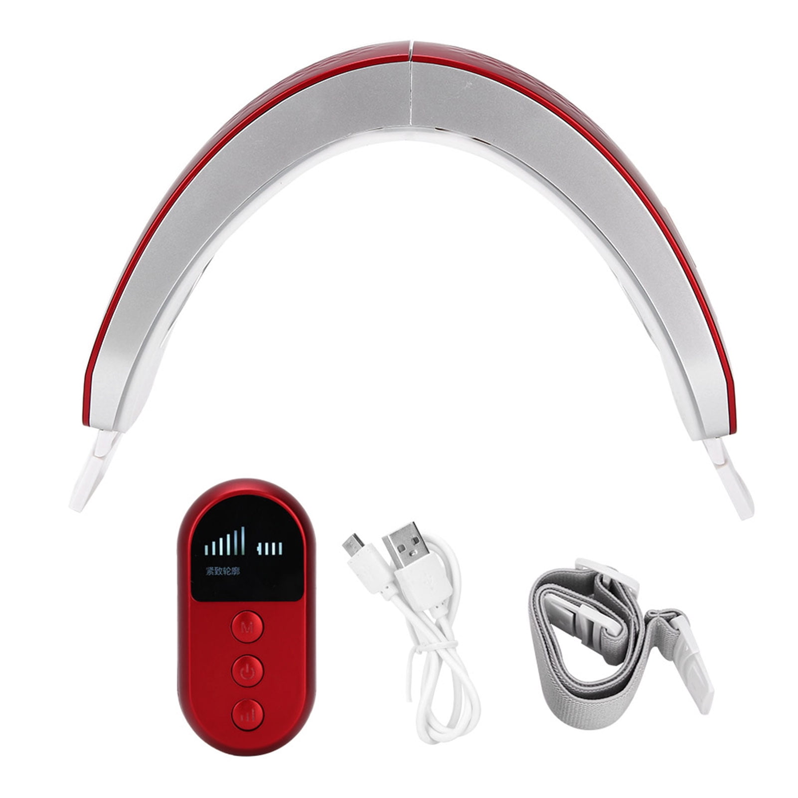 V Face Machine Electric EMS Vibration Photon Light Therapy Face Lifting Firming Massager (Red ...