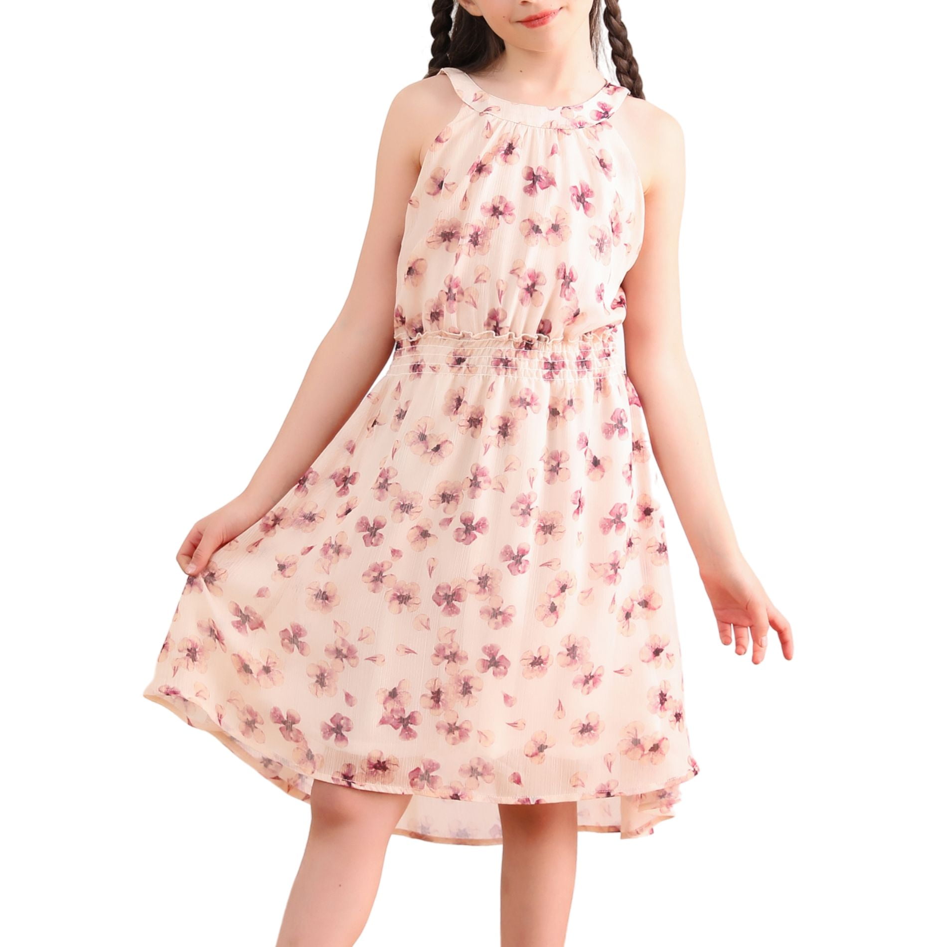 V.&GRIN Girls Dress 10-12 Beige Halter Sleeveless Summer Sundress ...