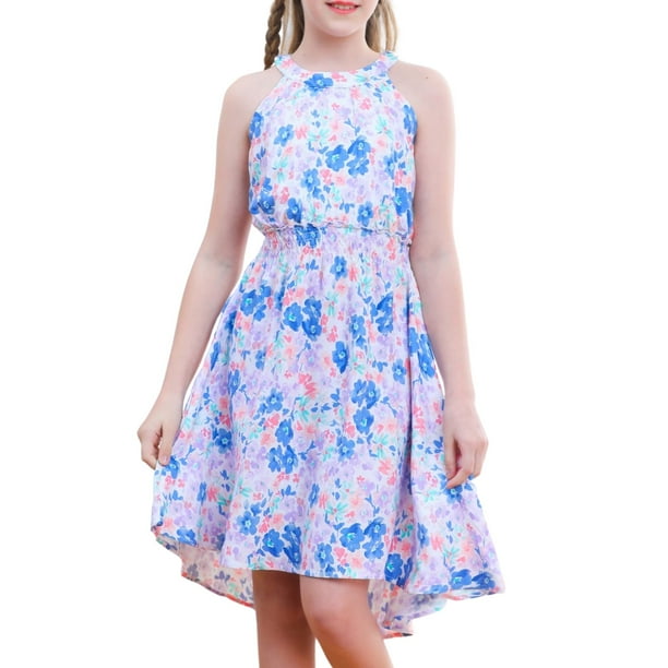 V.&GRIN Girls Dress 10-12 Blue Halter Sleeveless Summer Sundress ...