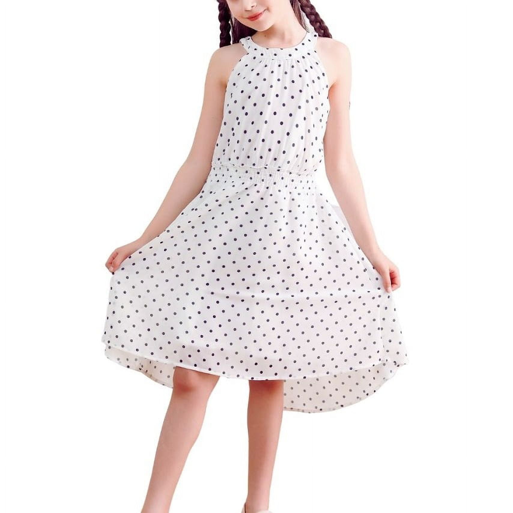V.&GRIN Girls Dress 10-12 White Halter Sleeveless Summer Sundress ...