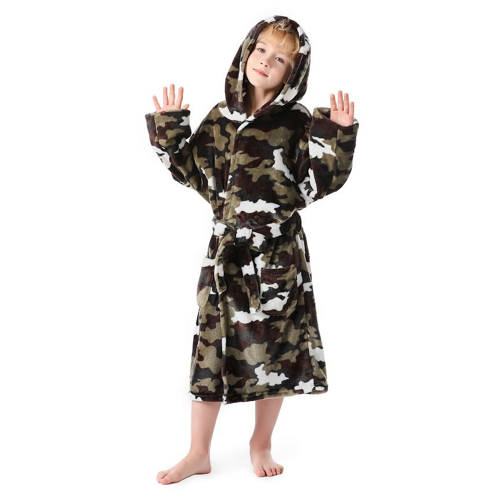 V.&GRIN Kids Robe for Boys Fleece Unisex Toddler Hooded Cozy Bath Robe ...