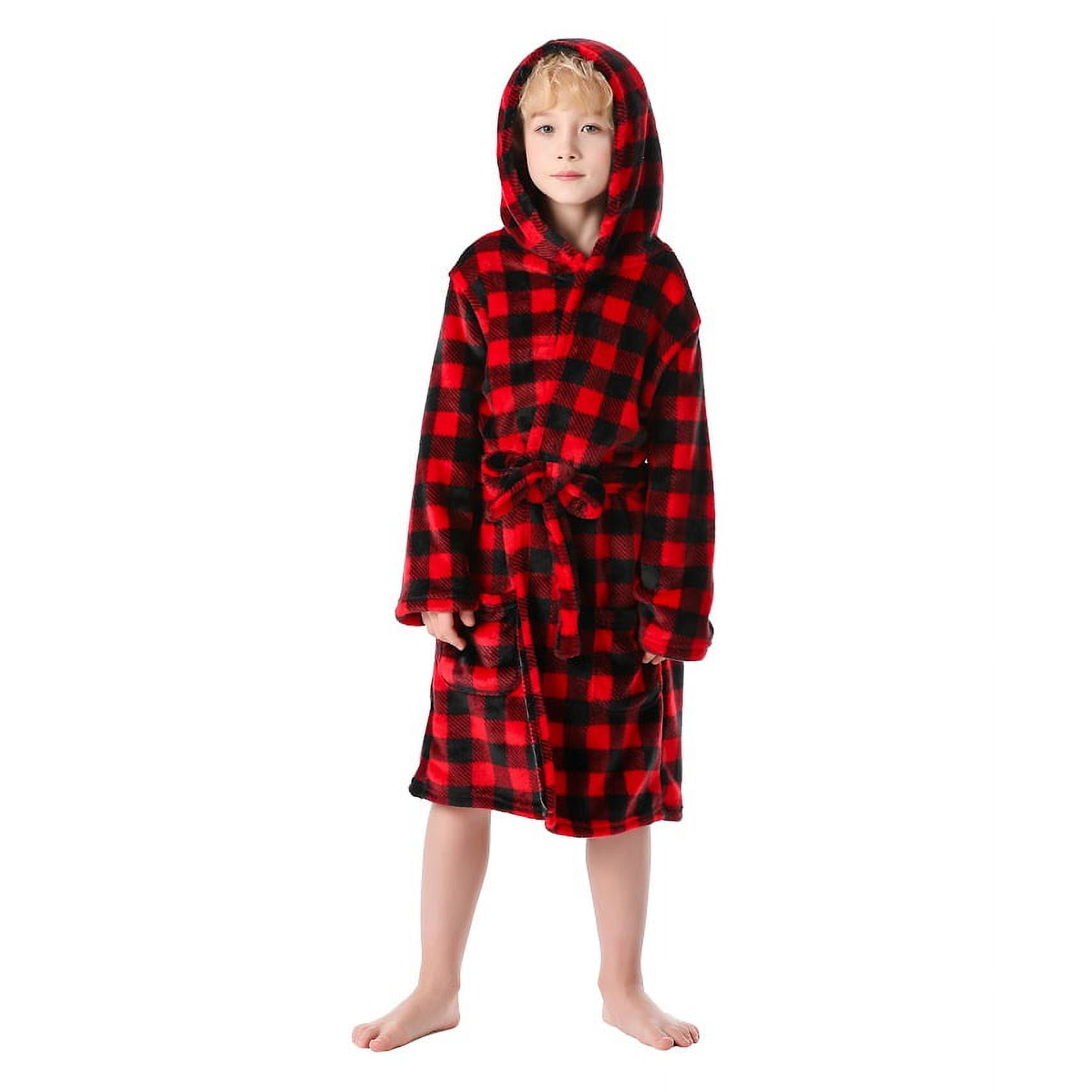V.&GRIN Kids Robe for Boys Fleece Unisex Toddler Hooded Cozy Bath Robe ...