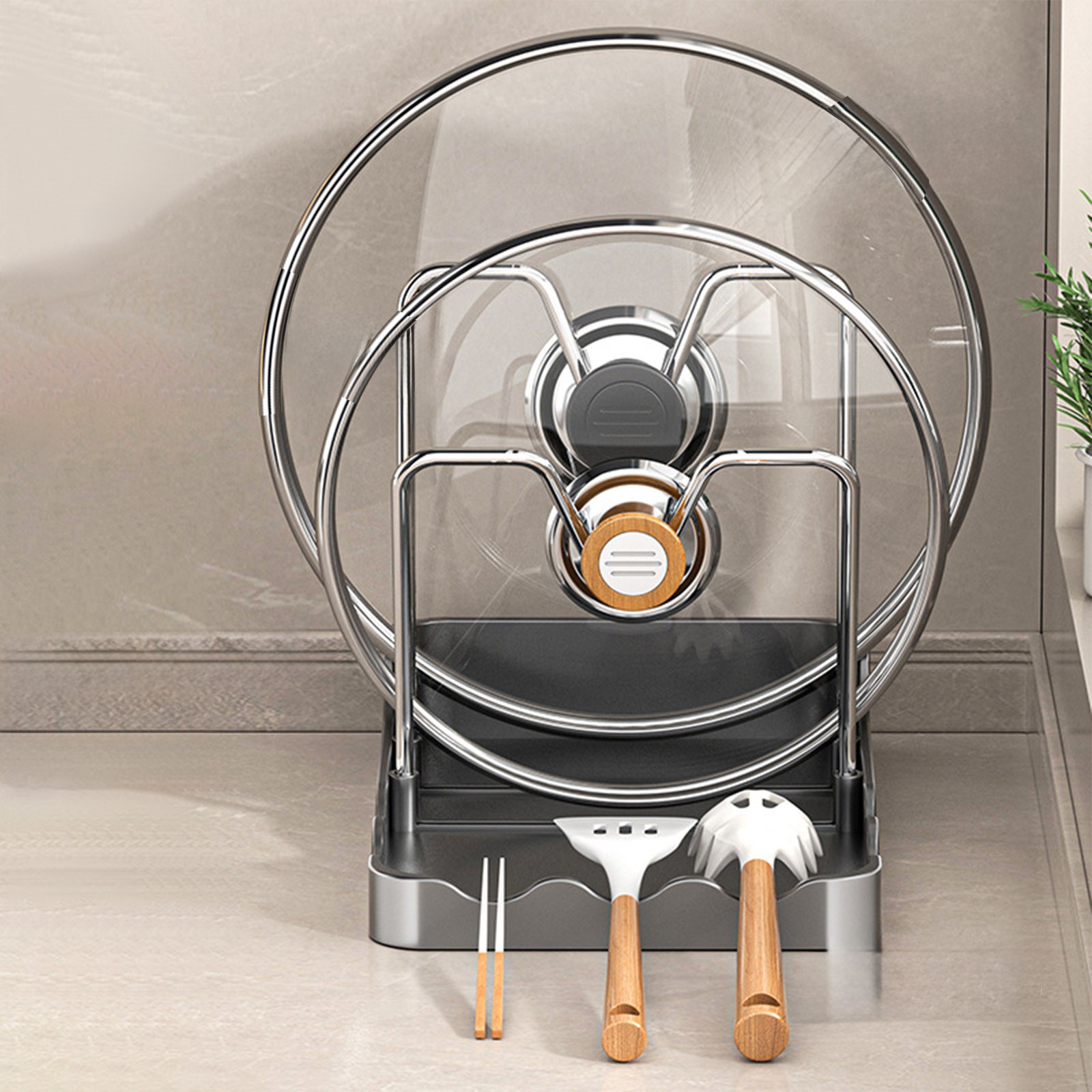 V-Groove Kitchen Pot Lid Rack, Spatula Storage Rack, Cloth Drying Rack ...