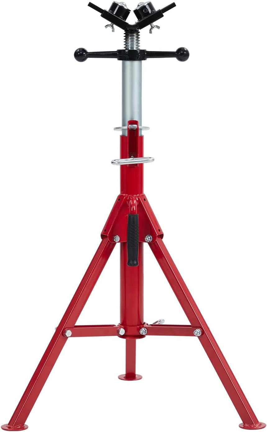 V-Head Pipe Jack Stand with 2-Ball,28-52 Inch Adjustable Height,1/8"-12 ...