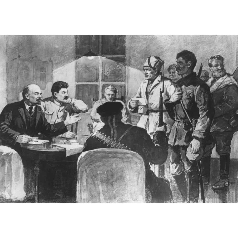 V.I. Lenin And Josef Stalin With Red Guards Men In The Smolny Institute ...