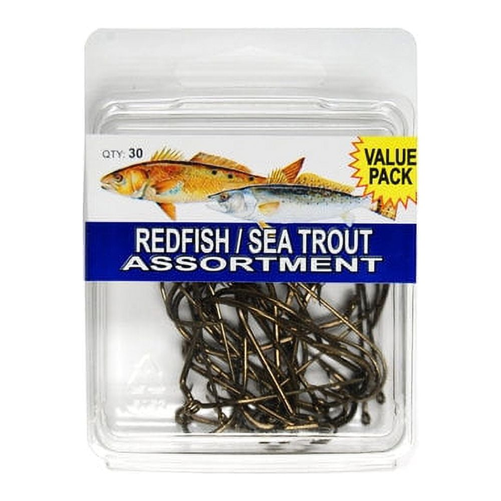 VIP 30 Pieces High Carbon Steel Fishing Hook Assorted Sizes for Redfish ...