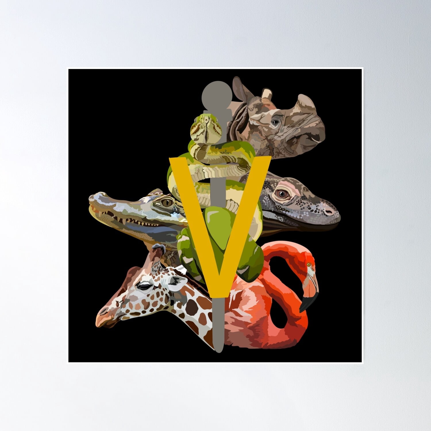 V Is For Vet Poster Wall Art, Modern Wall Decor, 16x16 UNFRAMED ...