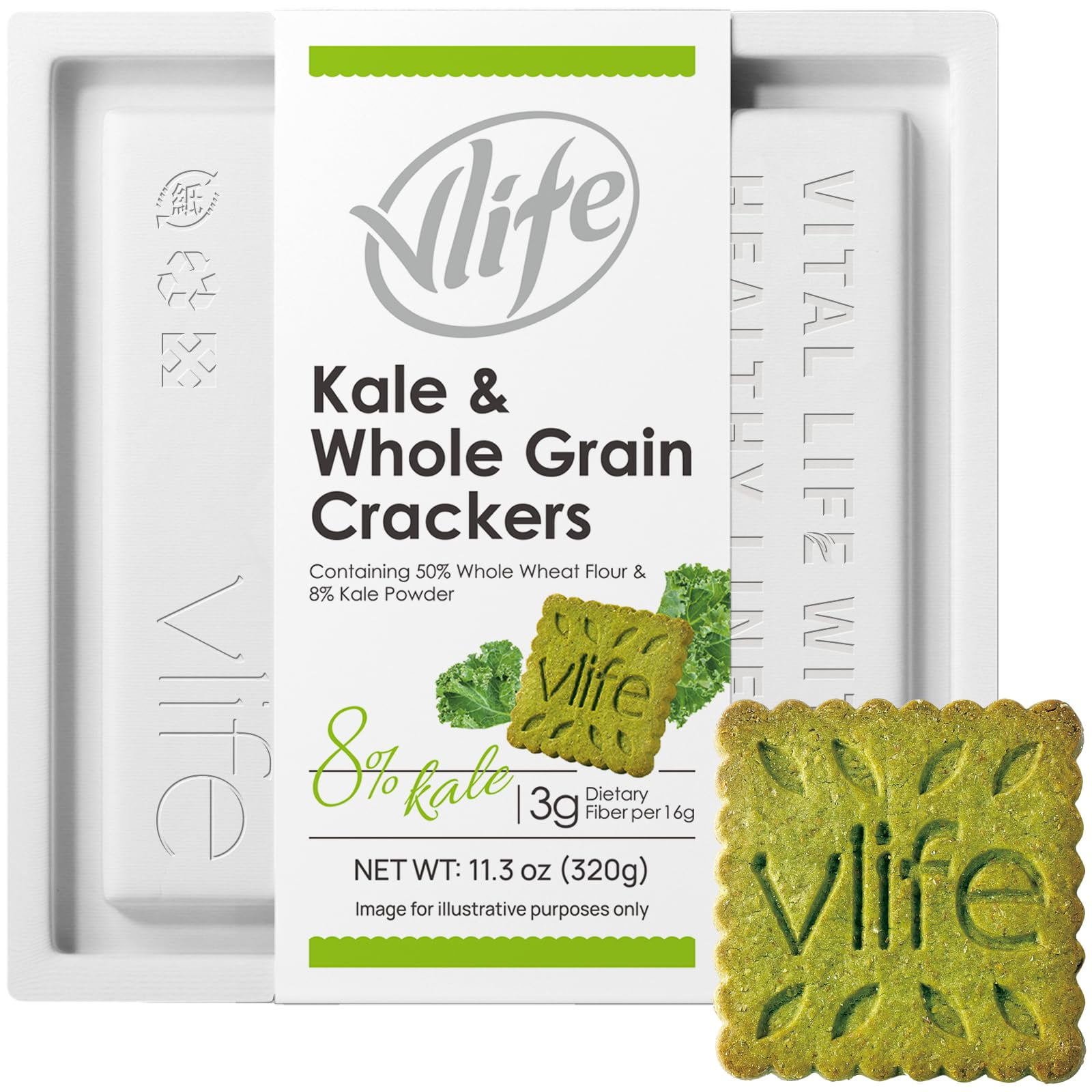 V-LOONG Kale & Whole TMA2 Grain Crackers, Vlife Baked Crispy Crackers ...
