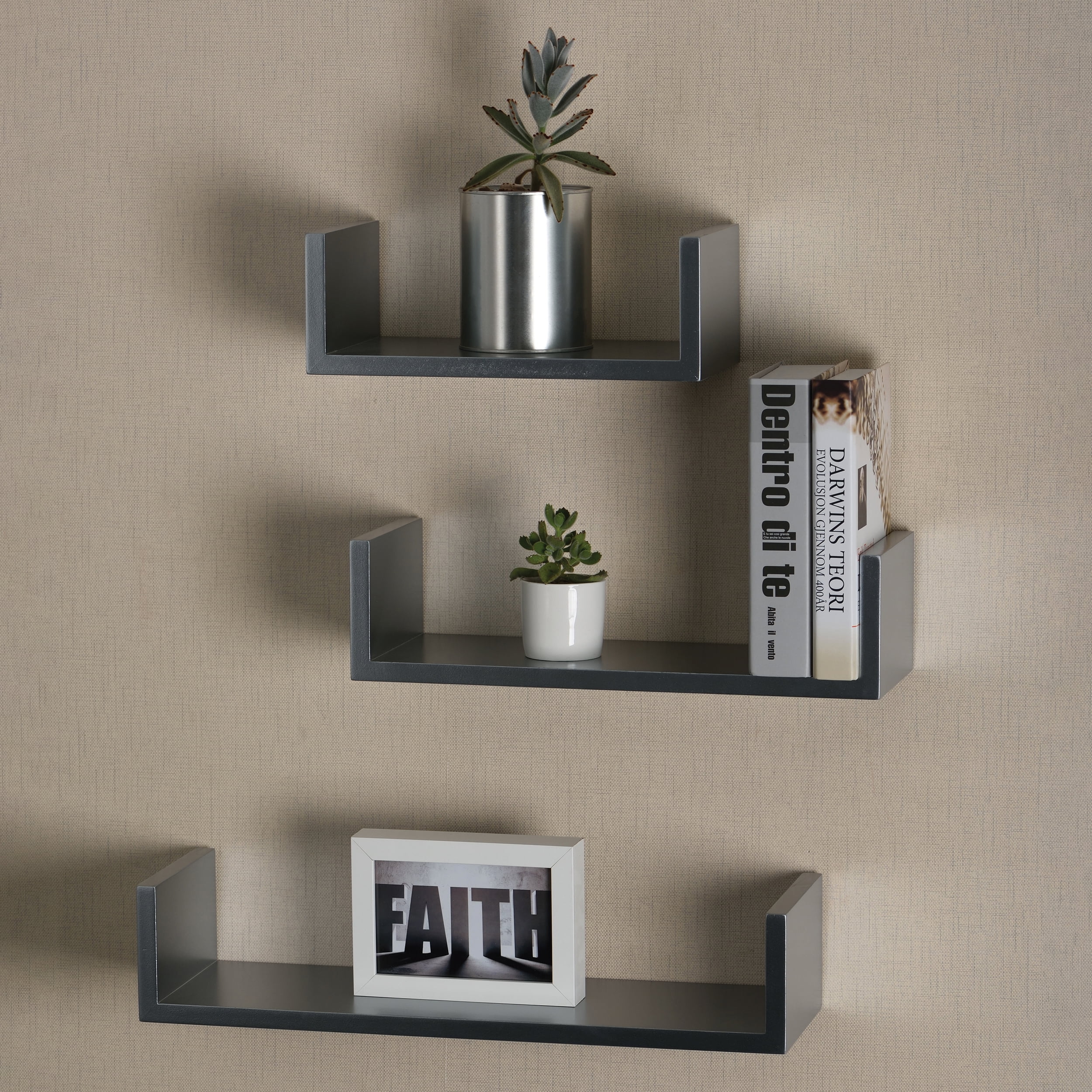 V-Light Gray U-Shaped Wall Shelf, 3 pack - Walmart.com