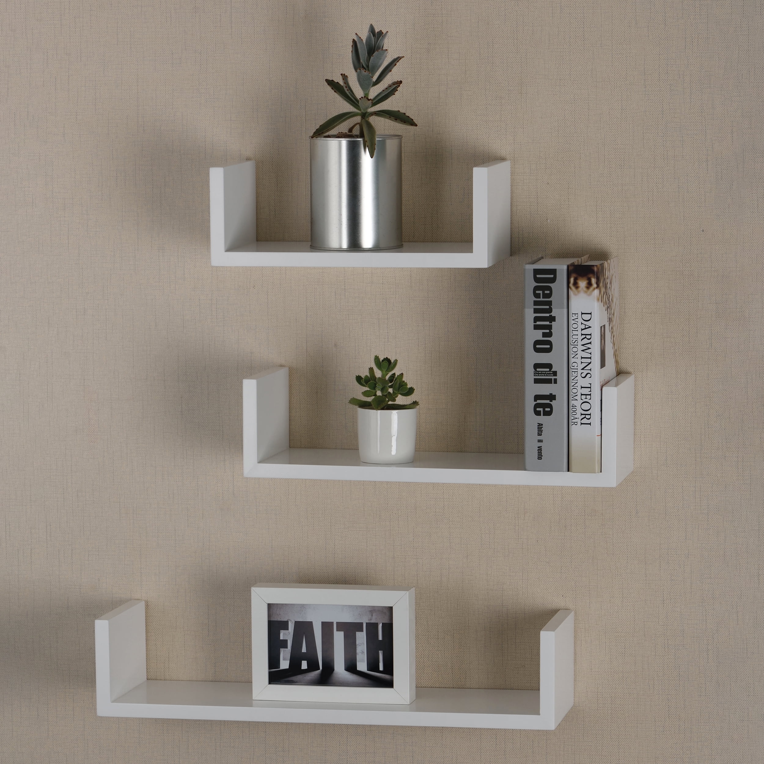 V-Light White U-Shaped Wall Shelf, 3 pack - Walmart.com