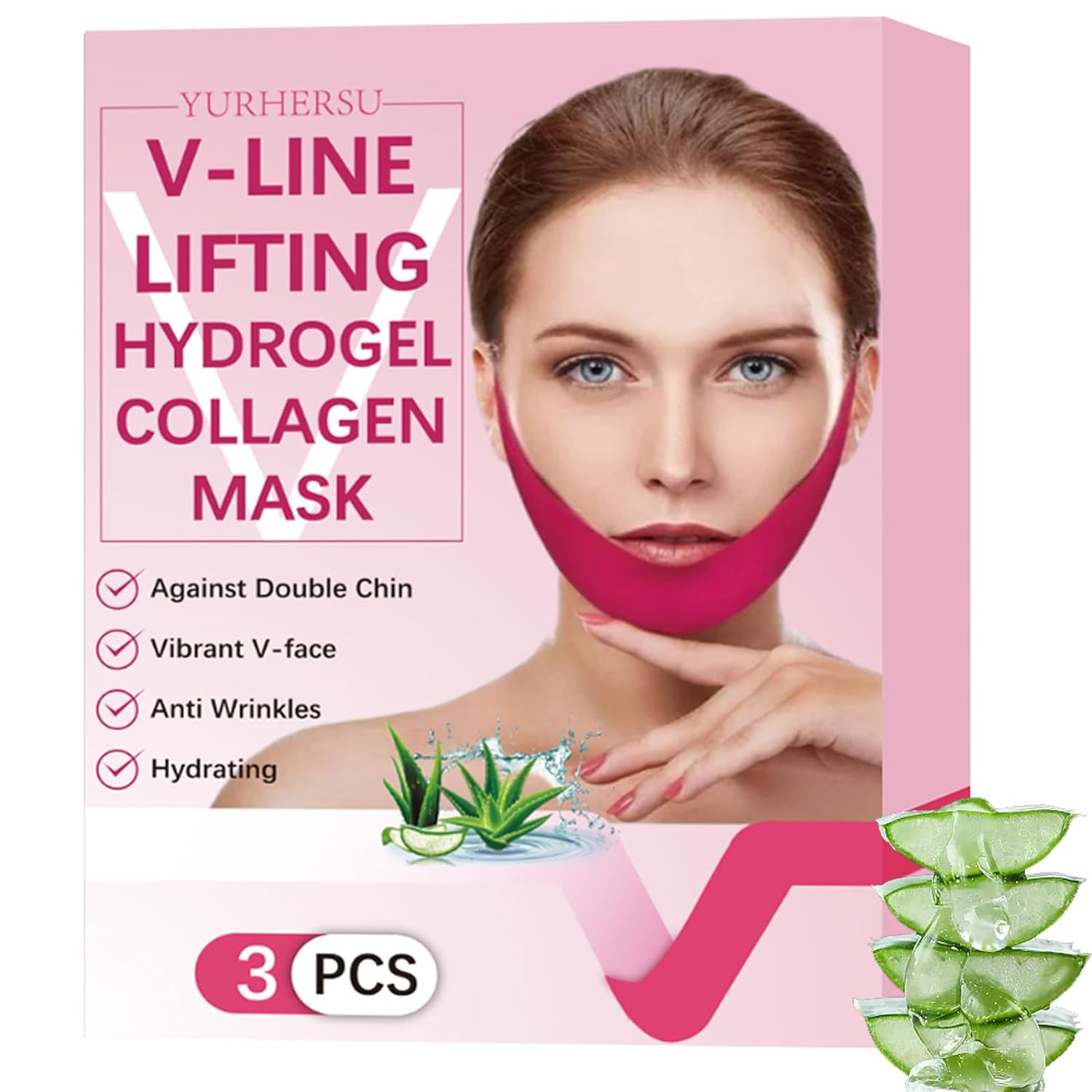 V Line Lifting Mask, Double Chin Mask, Hydrogel Collagen Mask With Aloe ...